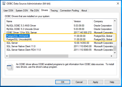 KB484222: PostgreSQL ODBC 드라이버 버전 11을 MSTR 버전 11.1.3 에서 활용하기