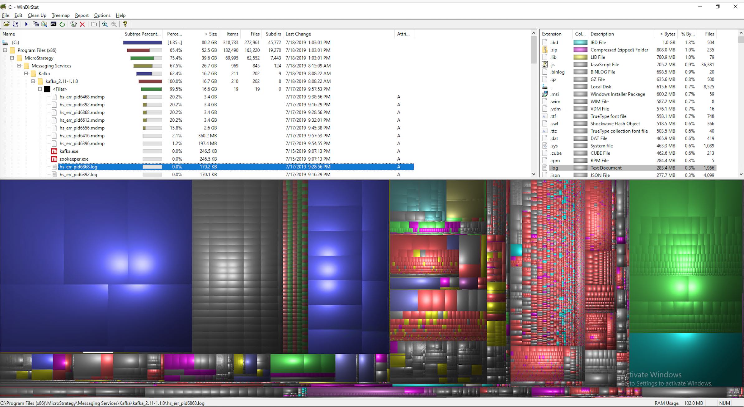 How to minimize the amount of disk space the Kafka MDMP file takes up