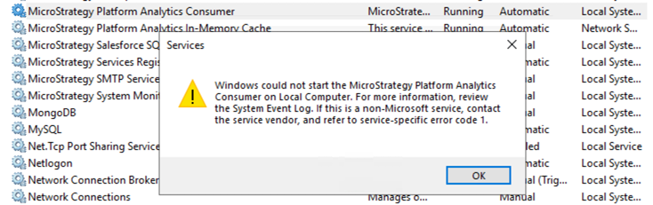 KB483880: MicroStrategy Platform Analytics Consumer fails with server ...