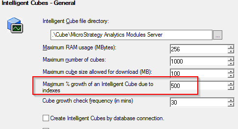 Changes to the “Maximum % growth of an Intelligent Cube due to indexes ...