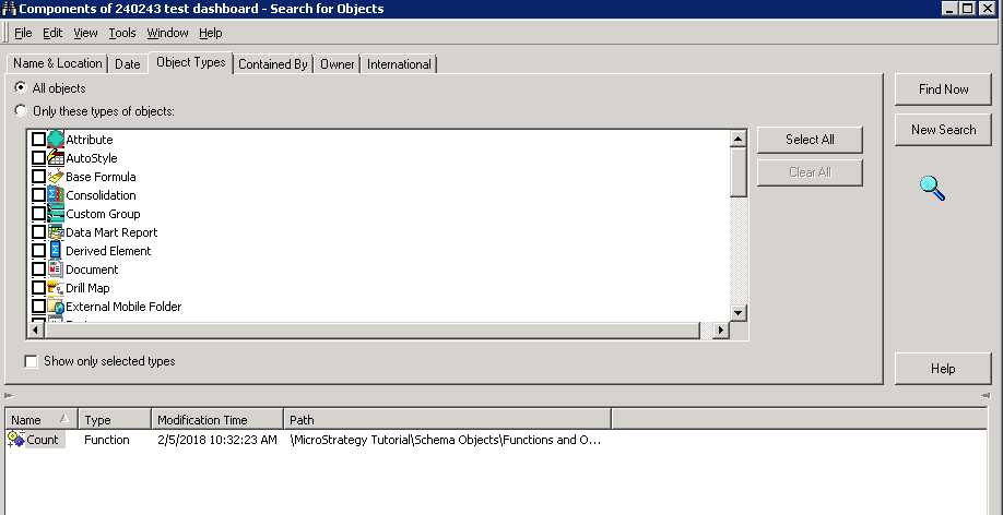 KB441148: The component search in MicroStrategy Developer 10.x does not include MTDI cubes ...