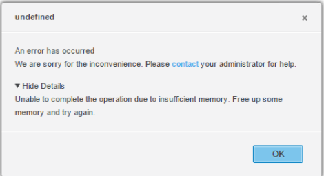 KB439643: "Unable to complete the operation due to insufficient memory. Free up some memory and ...