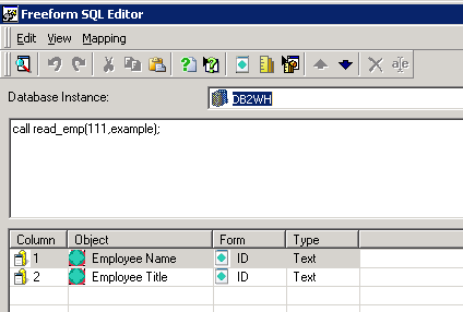 KB439761: How to create Freeform SQL report to call DB2 procedures with input and output ...
