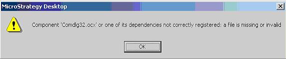 KB419696: "Component `Comdlg32.ocx` or one of its dependencies not correctly registered: a file ...