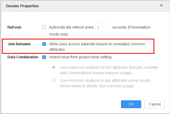 KB440348:How to disable the default Join Behavior setting for all Dossier