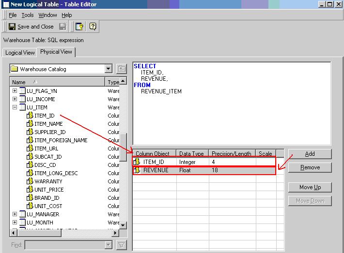 Kb16858 How To Create Logical Tables Without Creating Duplicate Columns Objects In