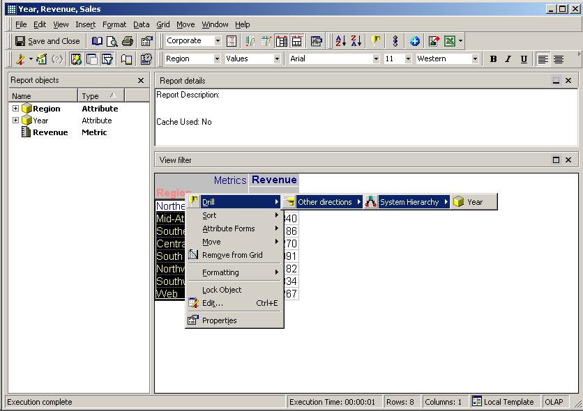 Kb14567 How To Enable The Drill Menu In A Freeform Sql Report In Microstrategy Developer 9x