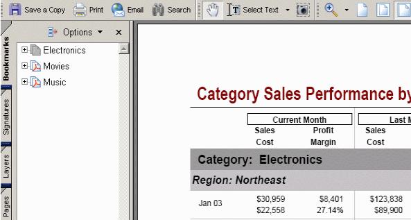 KB9974: How to enable Bookmarks in PDF documents in MicroStrategy?