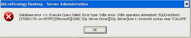 Kb13099 ‘database Error Execute Query Failed Error Type Odbc Error Incorrect Syntax Near