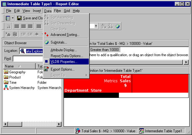 KB3806: How to create intermediate tables in MicroStrategy Developer 9.x table spaces