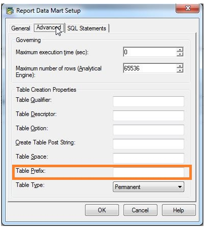 KB45548: A table prefix is added to a datamart, bypassing the default datamart prefix setting in ...
