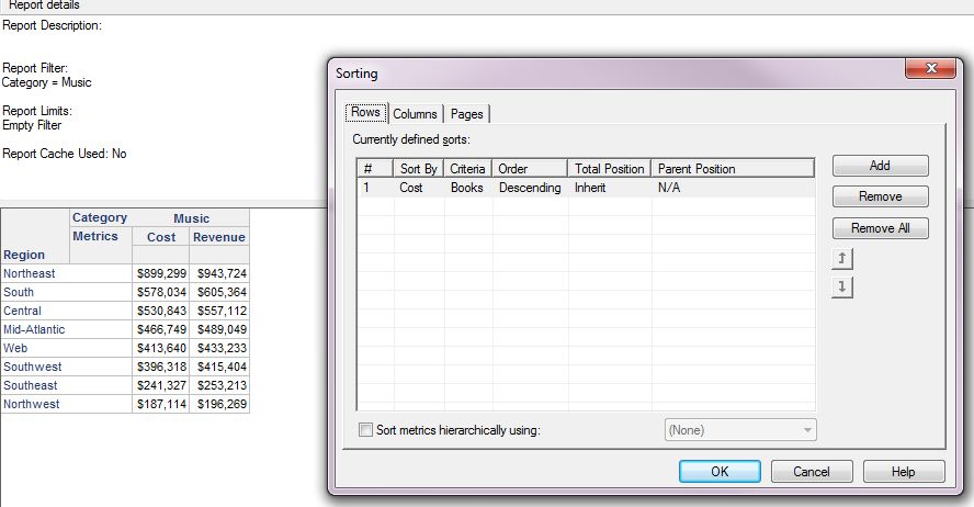 KB236004: Advanced Sorting displays in MicroStrategy Developer but not ...