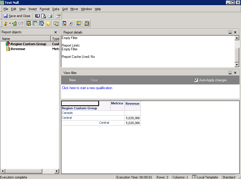 KB221916: Null value cannot show even Outer join type has been enabled when there is a level ...