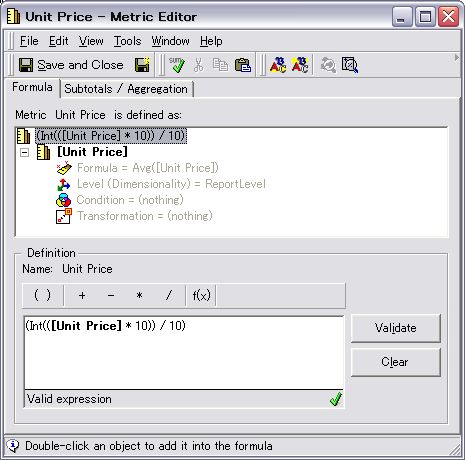 KB17533: How to create a round down metric in MicroStrategy Developer 9.x