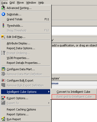 KB31373: The option to point a grid to an Intelligent Cube appears ...