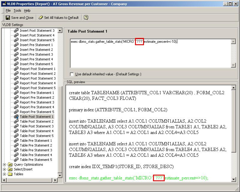 KB14733: How to dynamically add in temporary table names to VLDB SQL ...