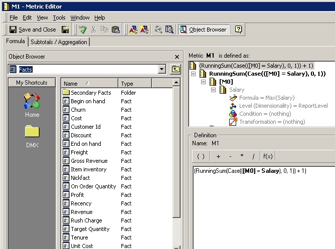 KB20097: How to create a dense rank metric in Microstrategy Developer 9.4.x-10.x?