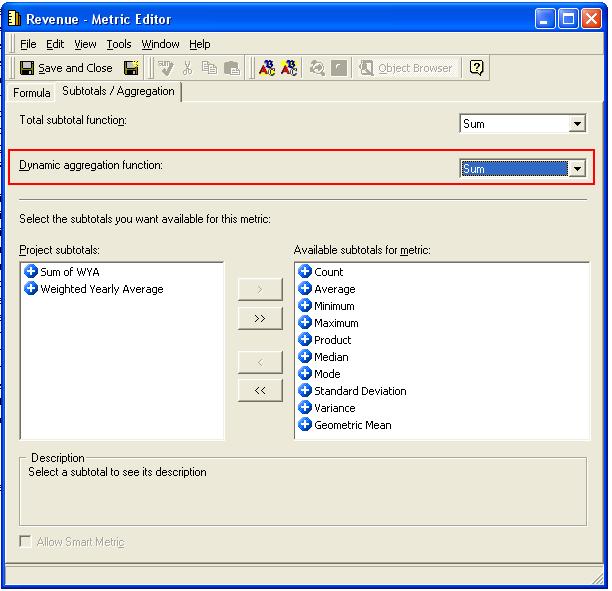 KB16925: Metric is not displaying correct values when dynamically aggregated in MicroStrategy ...