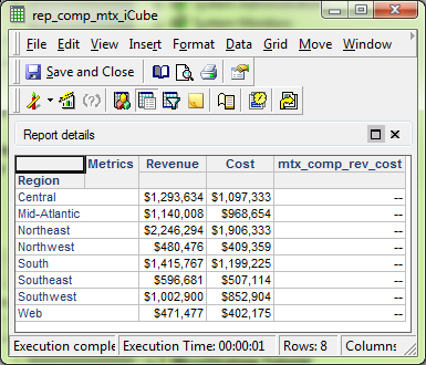 KB201572: The value of Composite Metrics displays with “--“ in Intelligent Cube based Report in ...