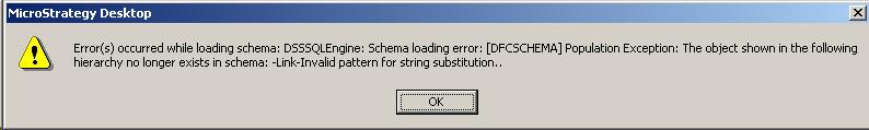 Kb15643 Dsssqlengine Schema Loading Error [dfcschema] Population Exception The Object Shown