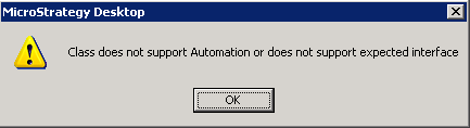 KB33235: "Class does not support Automation or does not support expected interface" error ...