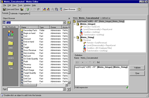 Kb18023 How To Create A Metric That Concatenates A String Metric With An Integer Metric In