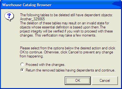 KB16348: 'The following tables to be deleted still have dependent objects: (Table Name)' error ...