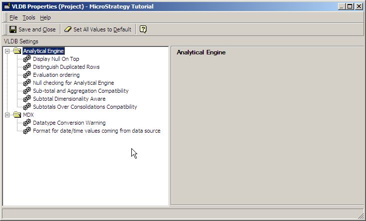 KB17149: What are the VLDB properties at the Project level in ...