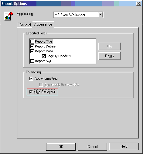 KB17396: When exporting a report to Microsoft Excel, headers are displayed in two rows, one for ...