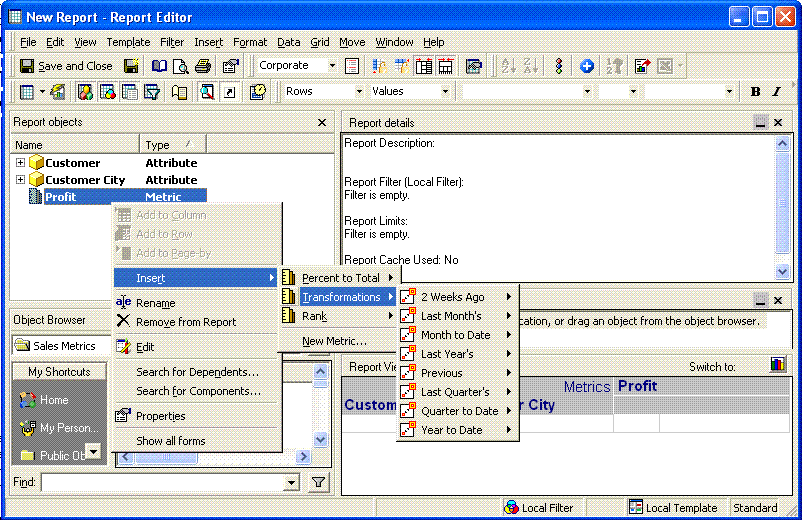 KB19608: Difference in transformation display order between MicroStrategy Developer and ...