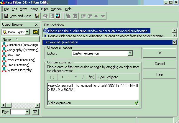 Kb18067 How To Define An Advanced Qualification Using A Custom Expression To Filter On Months