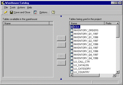 KB5097: Tables do not appear in the box, ’Tables available in the ...