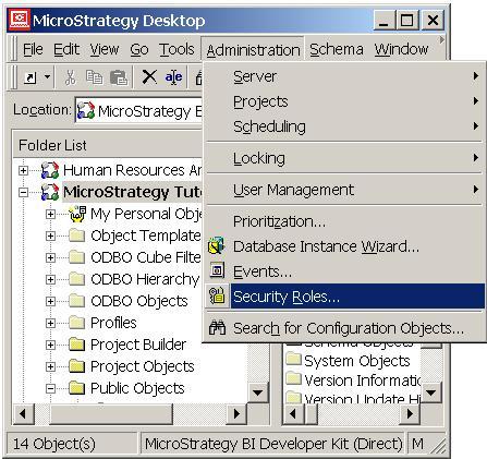 KB18040: How to create a security role in MicroStrategy Developer10.x