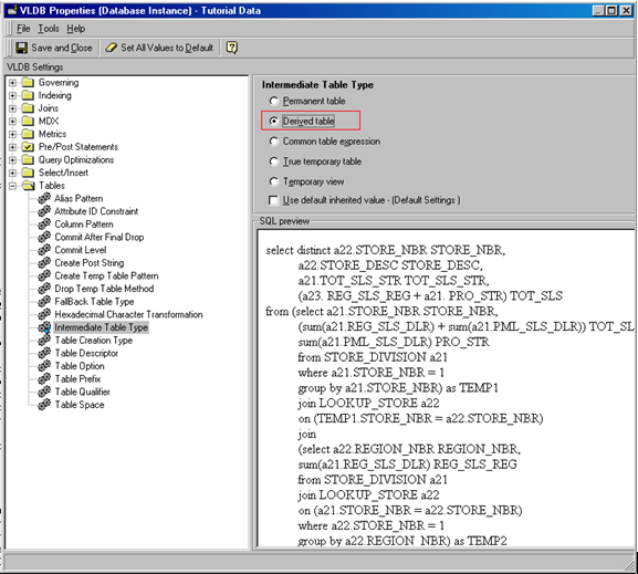 KB18851: What are the differences between derived tables and true ...