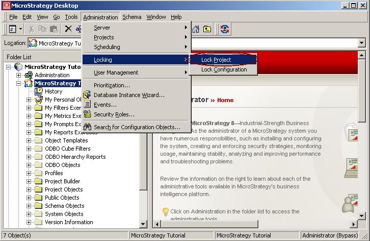 KB12274: Differences between Lock Schema, Lock Project and Lock Configuration in MicroStrategy ...