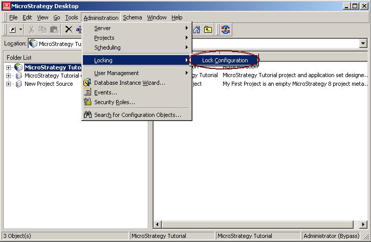 KB12274: Differences between Lock Schema, Lock Project and Lock Configuration in MicroStrategy ...