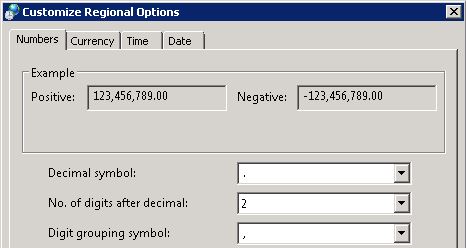 KB45491: The symbols of Decimal and Grouping Digit defined on the ...