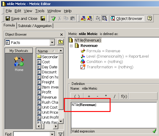 KB17704: How to use the Ntile function for ranking metric values by tier in MicroStrategy ...