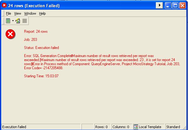 Kb38454 Error Sql Generation Complete Maximum Number Of Result Rows Retrieved Per Report Was 