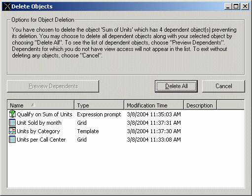 KB9665: How to force the deletion of an application object's dependent objects in MicroStrategy ...