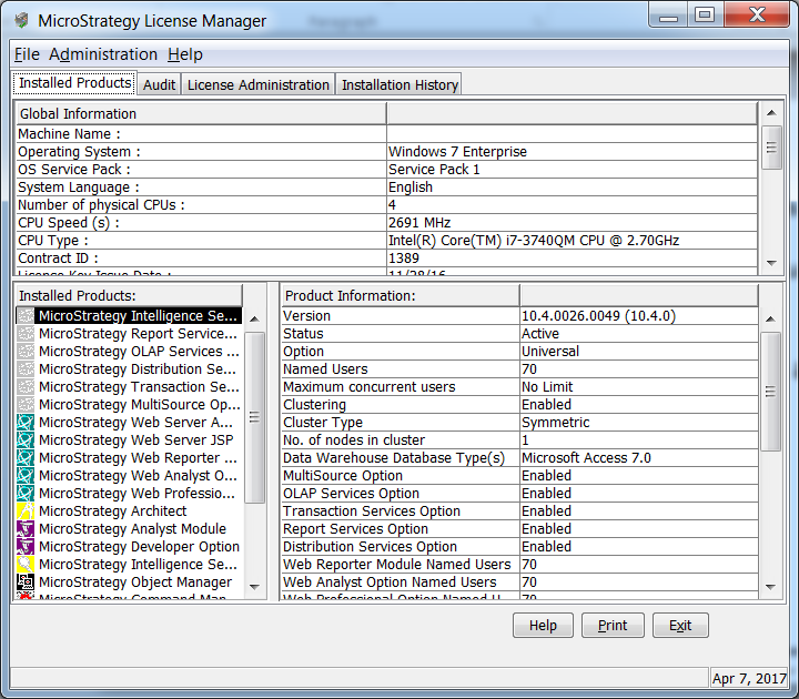 License Manager Homepage