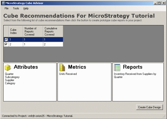 KB30060: How to use MicroStrategy Cube Advisor with MicroStrategy Intelligence Server Universal 9.x