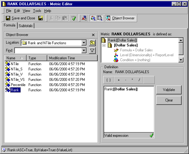 KB4740: How to rank a metric in MicroStrategy Developer 9.x