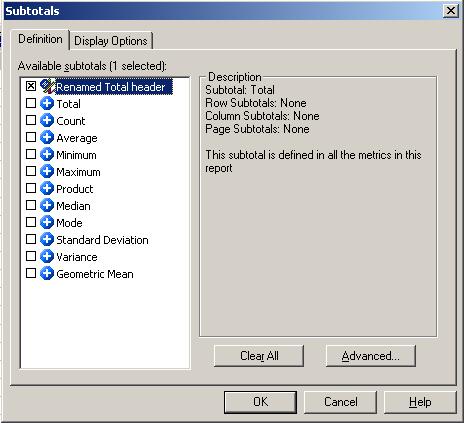 KB16919: How to rename subtotal headers in Microstrategy Developer 10.x