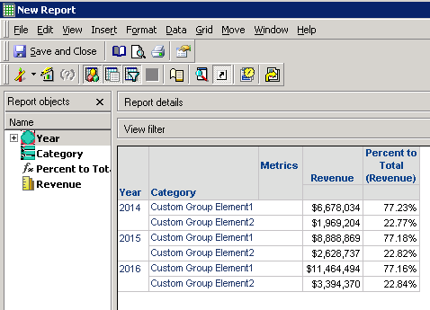 KB39025: How to create percent to total metric at custom group element ...