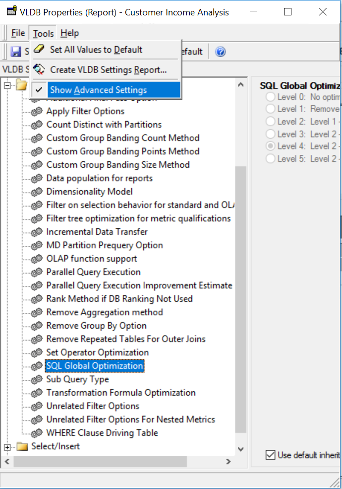 Kb439307 Unable To View Sql Global Optimization Option Under Query Optimizations When Editing