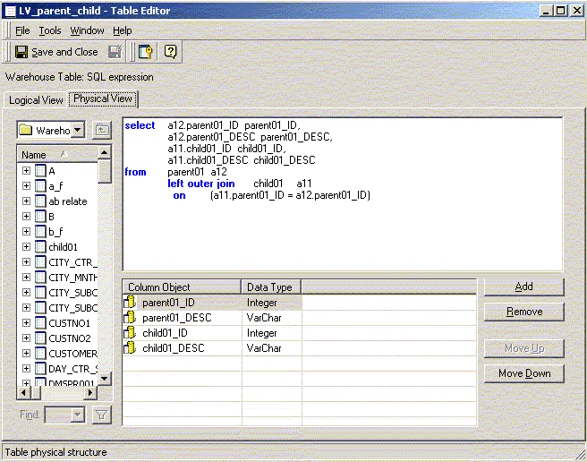 How to use Logical Views to specify an outer join between two attribute lookup tables when only ...