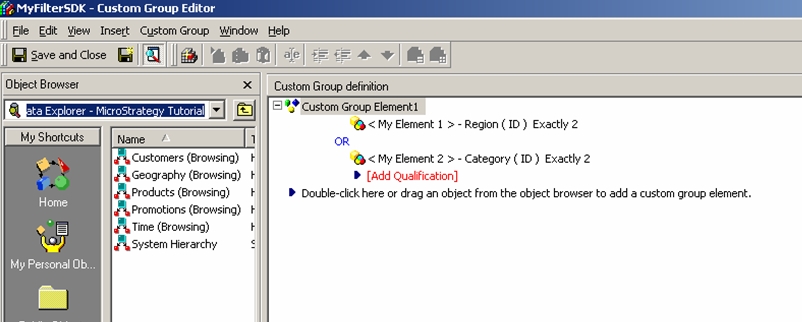 KB15713: How to create a custom group with two elements using the MicroStrategy Intelligence ...