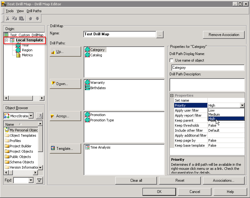 KB40263: How to enable custom drilling on Metrics using Drill Maps in MicroStrategy Web