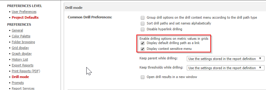 KB40263: How to enable custom drilling on Metrics using Drill Maps in MicroStrategy Web